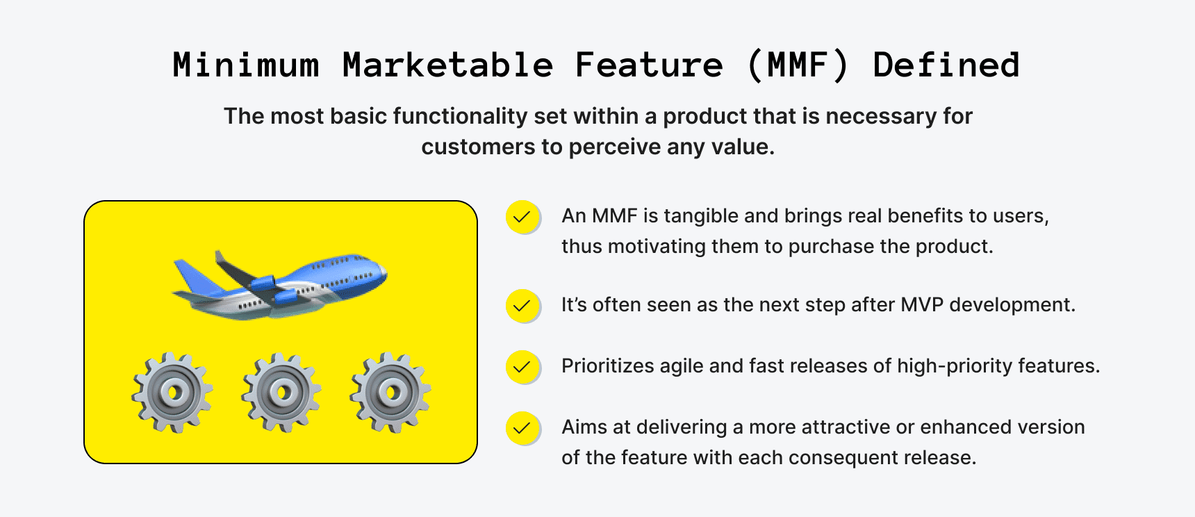Minimum Marketable Feature (MMF) vs Minimum Viable Product (MVP)